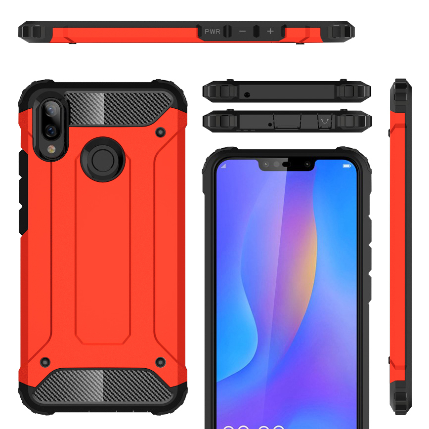 Military Defender Shockproof Case - Huawei Nova 3i (Red)